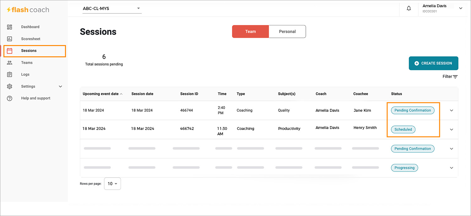 Revise schedules of an upcoming session – FLASH Coach